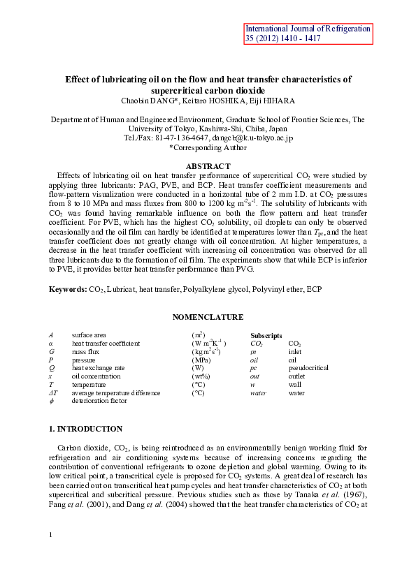 (PDF) Effect of lubricating oil on the flow and heat-transfer ...
