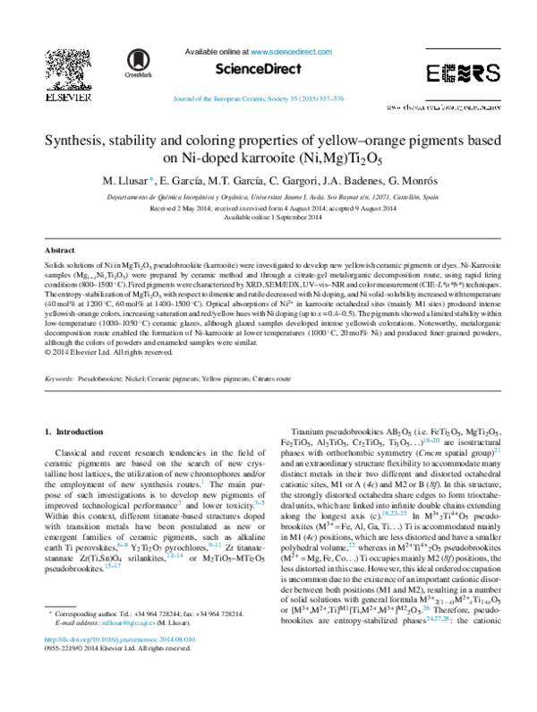 (PDF) Synthesis, stability and coloring properties of yellow-orange ...