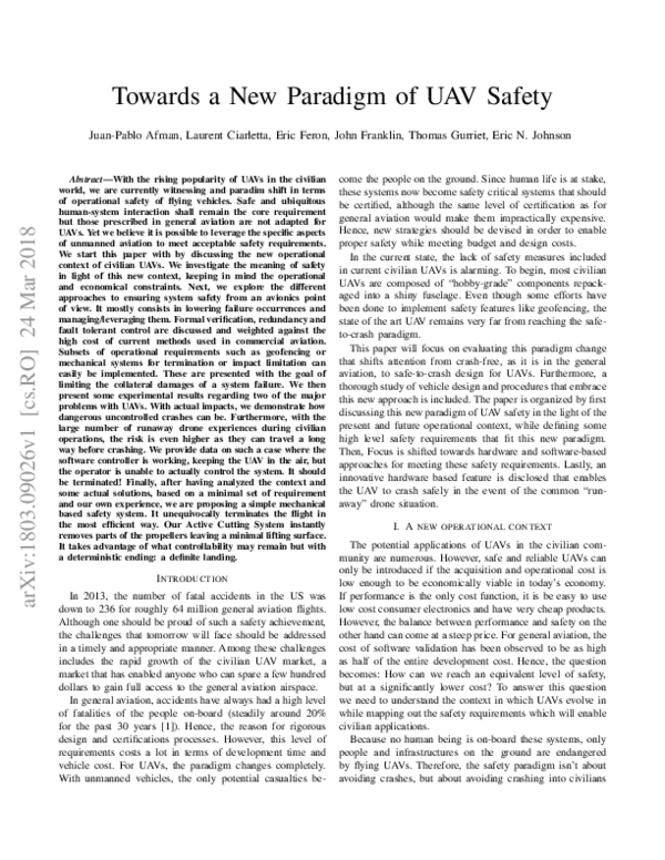 (PDF) Towards a New Paradigm of UAV Safety