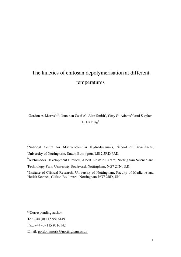 (PDF) The kinetics of chitosan depolymerisation at different temperatures