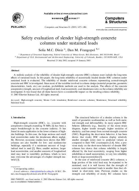 (PDF) Safety evaluation of slender high-strength concrete columns under sustained loads