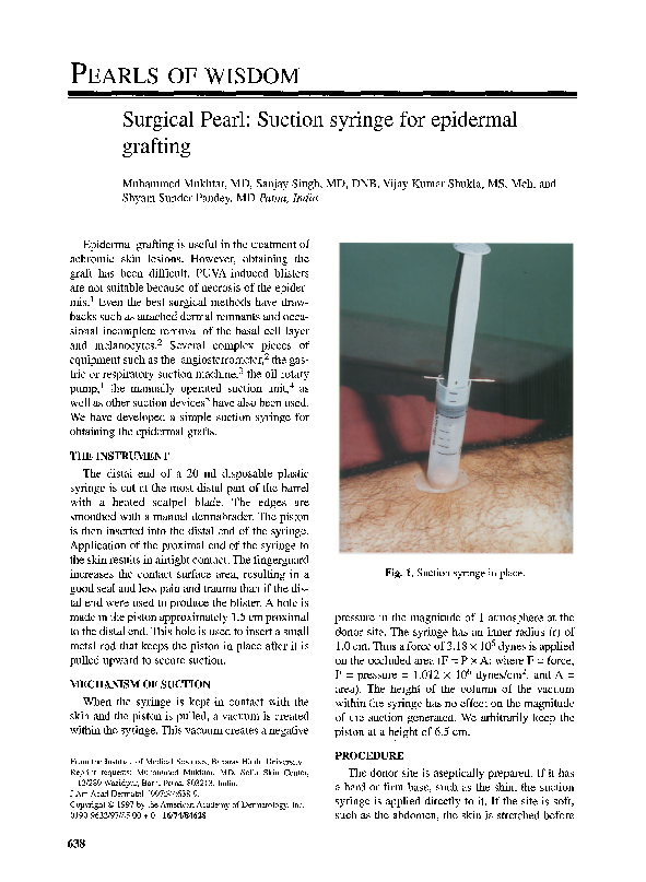(PDF) Surgical Pearl: Suction syringe for epidermal grafting