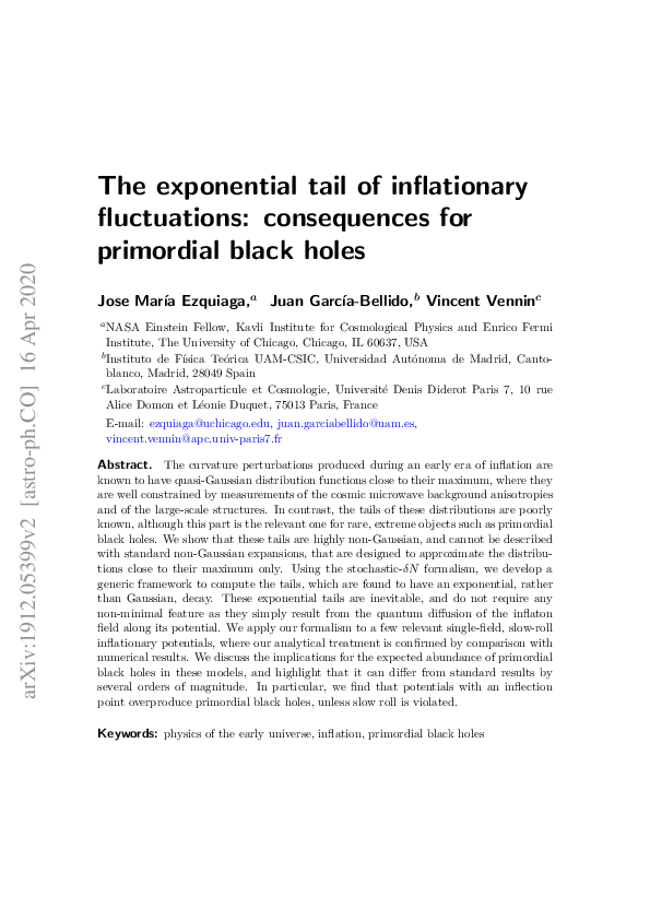 (PDF) The exponential tail of inflationary fluctuations: consequences ...