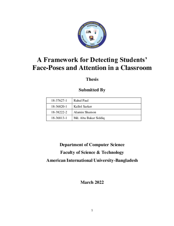 (PDF) A Framework for Detecting Students' Face-Poses and Attention in a ...