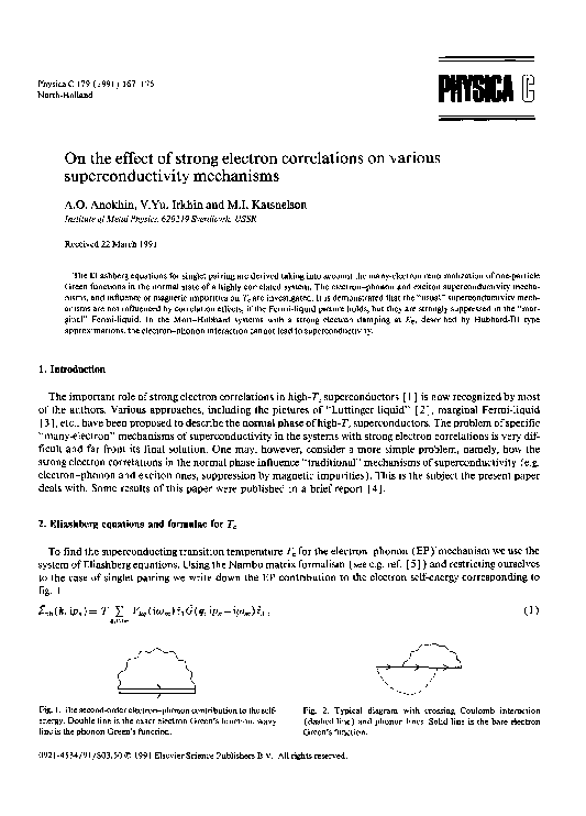 (PDF) On the effect of strong electron correlations on various ...