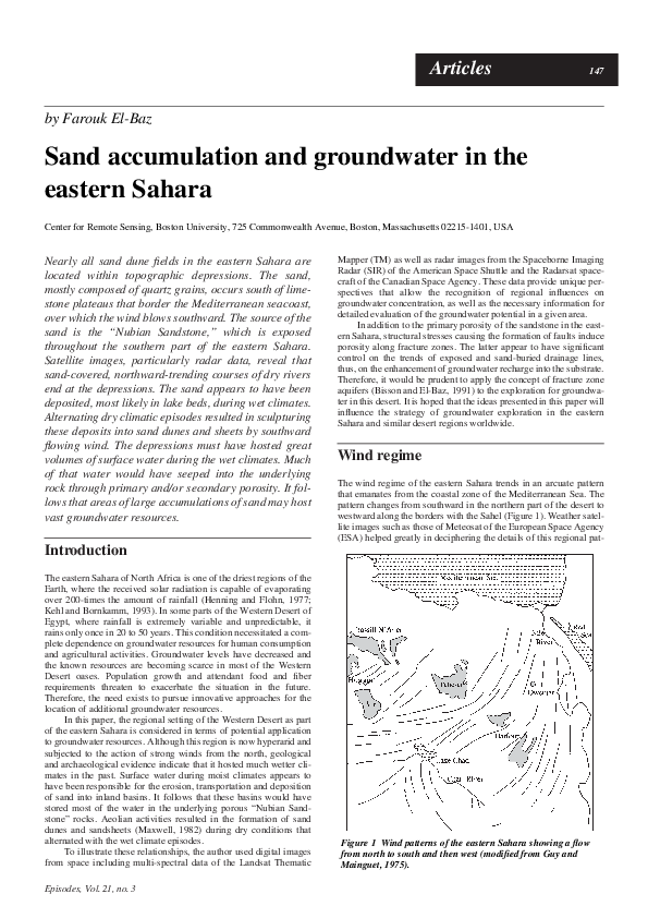 (PDF) Sand accumulation and groundwater in the eastern Sahara