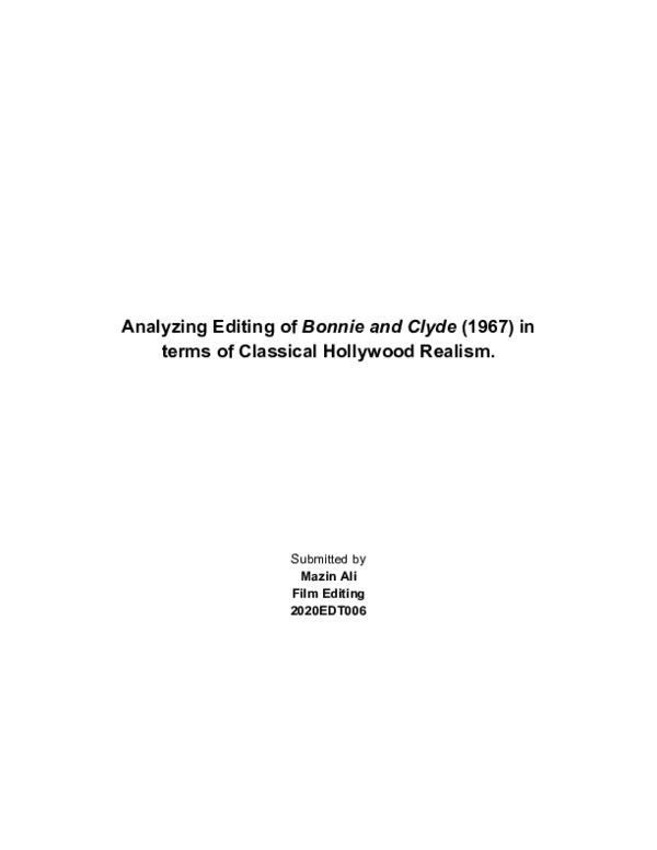 (PDF) Analyzing Editing of Bonnie and Clyde (1967) in relation to ...