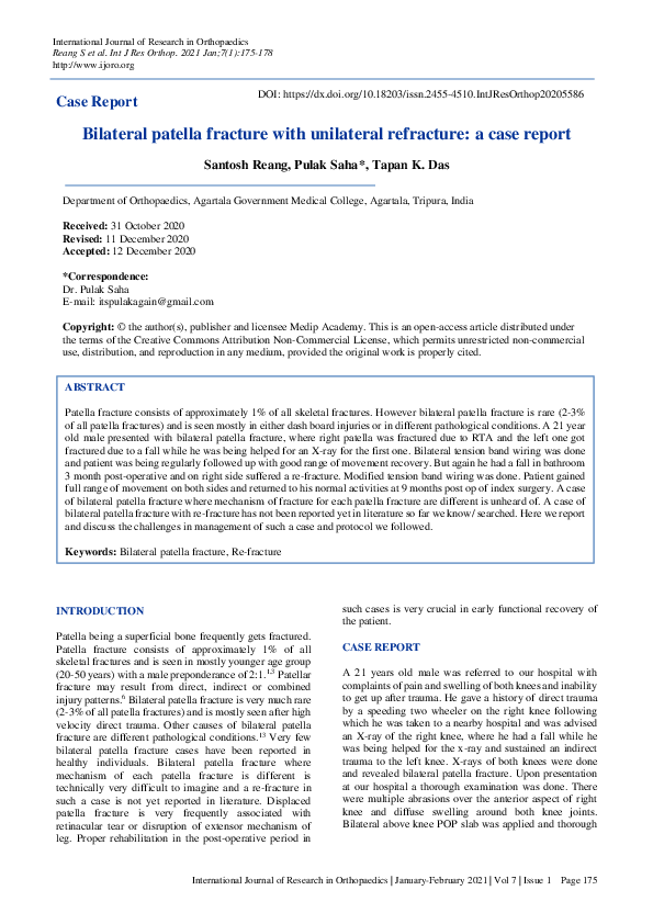 (PDF) Bilateral patella fracture with unilateral refracture: a case report