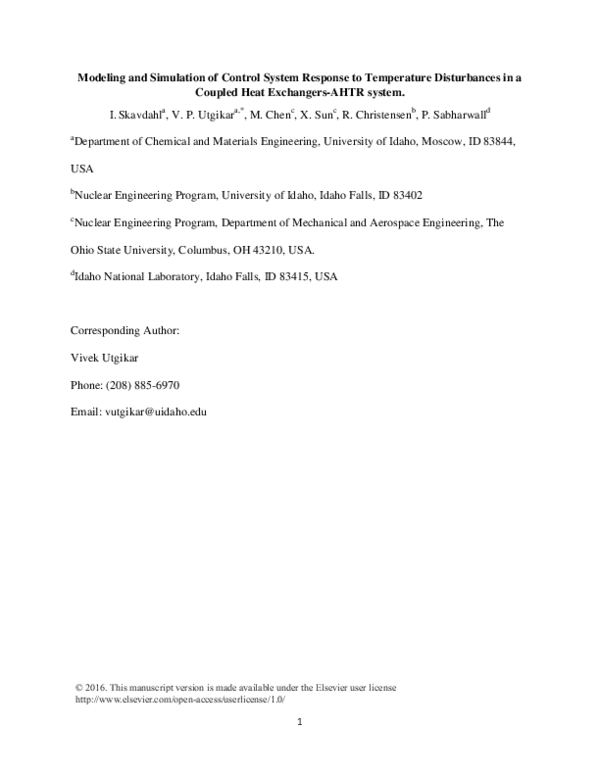 (PDF) Modeling and simulation of control system response to temperature disturbances in a ...