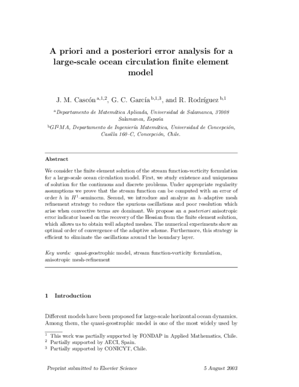 Pdf Error Analysis In Ocean Circulation Models