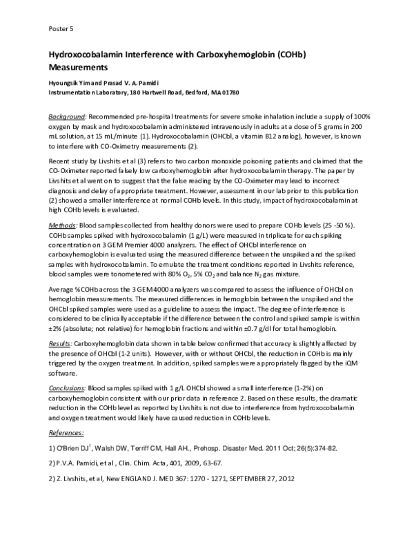 (PDF) Hydroxocobalamin Interference with Carboxyhemoglobin ( COHb ...