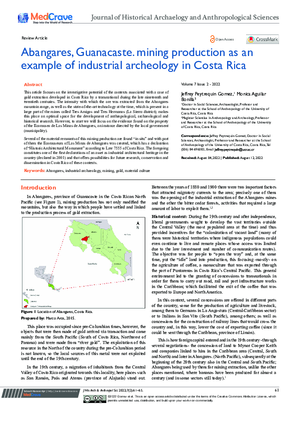 (PDF) Abangares, Guanacaste. Mining production as an example of ...