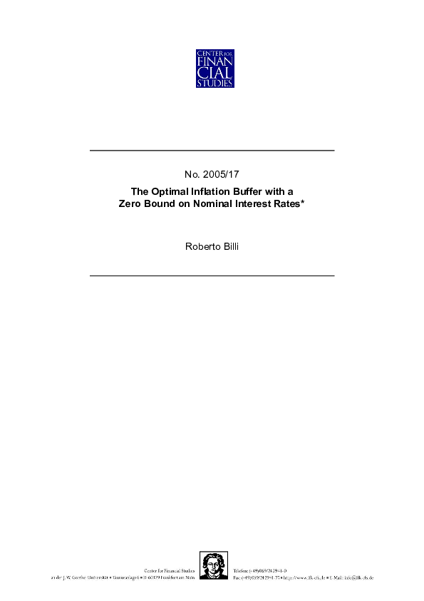 (PDF) The Optimal Inflation Buffer with a Zero Bound on Nominal ...