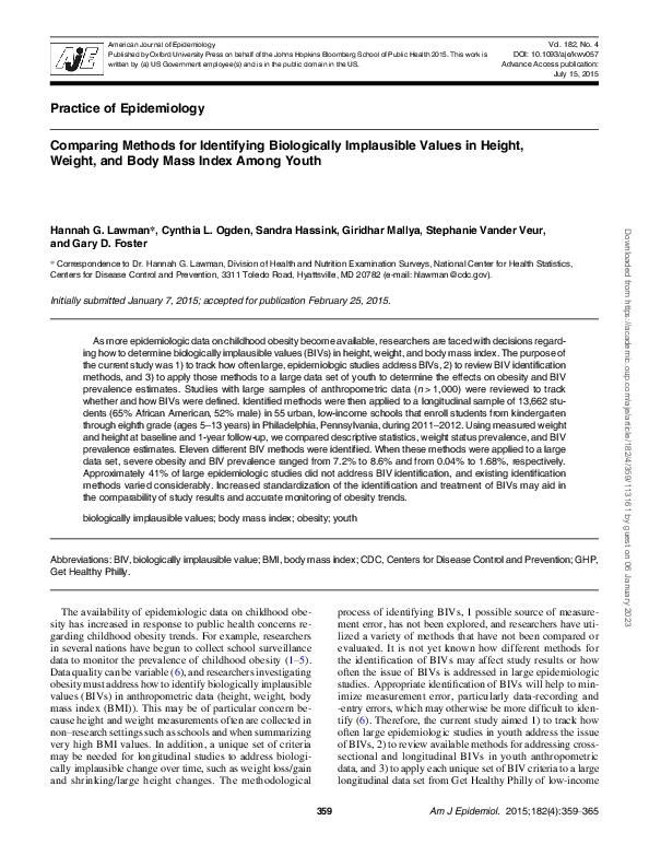 (PDF) Comparing Methods for Identifying Biologically Implausible Values ...