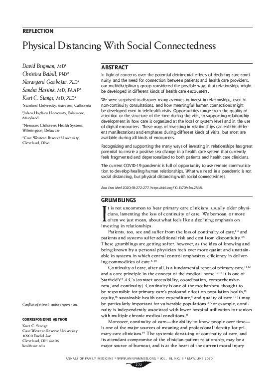 (PDF) Physical Distancing With Social Connectedness