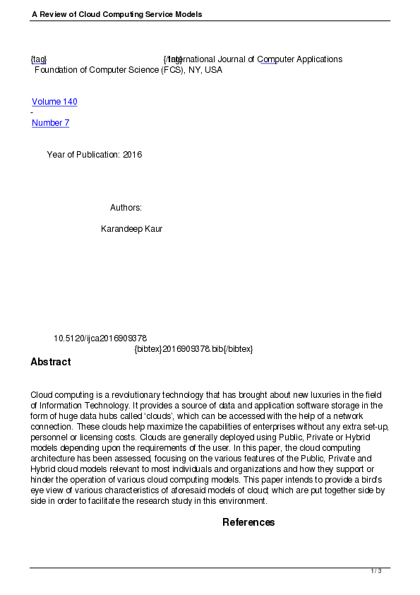 Pdf A Review Of Cloud Computing Service Models