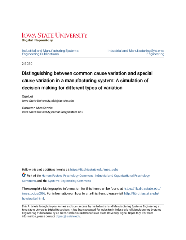 (PDF) Distinguishing between common cause variation and special cause ...