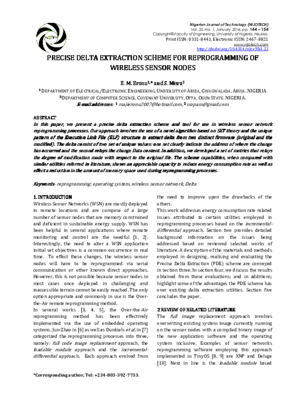 (PDF) Precise Delta Extraction Scheme for Reprogramming of Wireless ...