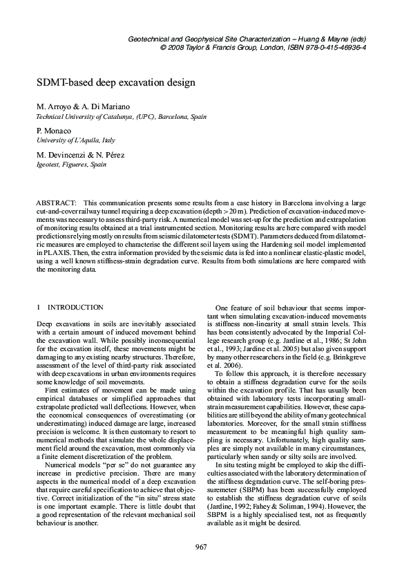 (PDF) SDMT-based deep excavation design | NORMA PEREZ - Academia.edu