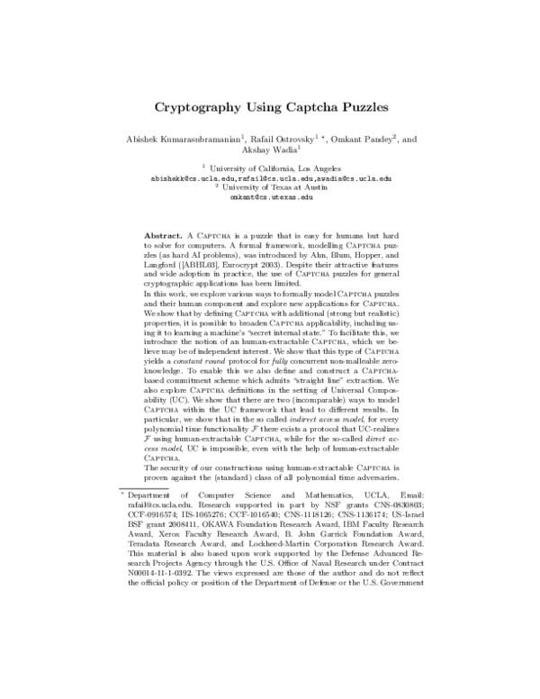 (PDF) Cryptography Using Captcha Puzzles
