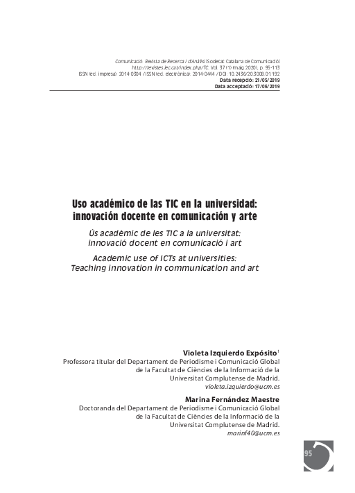 (PDF) Uso académico de las TIC en la universidad: innovación docente en ...