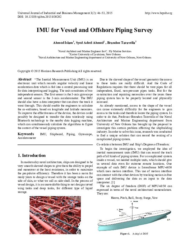 (PDF) IMU for Vessel and Offshore Piping Survey