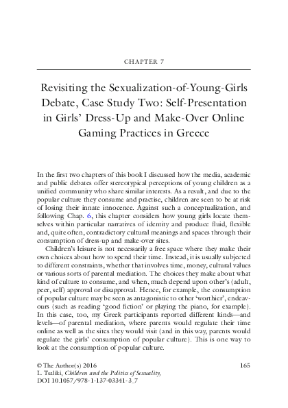 (PDF) Revisiting the Sexualization-of-Young-Girls Debate, Case Study ...
