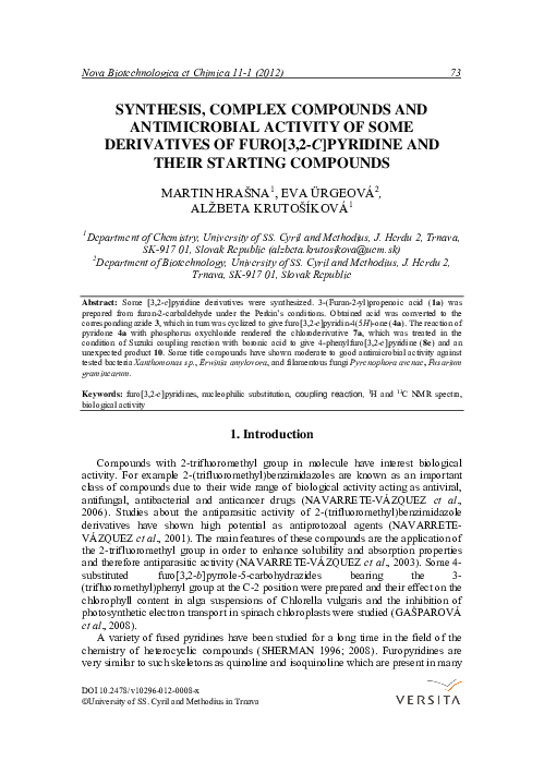 (PDF) Synthesis, Complex Compounds and Antimicrobial Activity of Some ...
