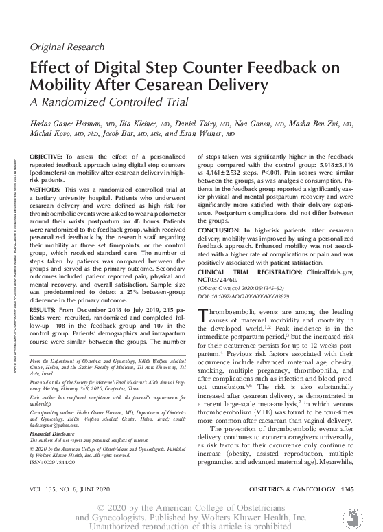 (PDF) Effect of Digital Step Counter Feedback on Mobility After ...