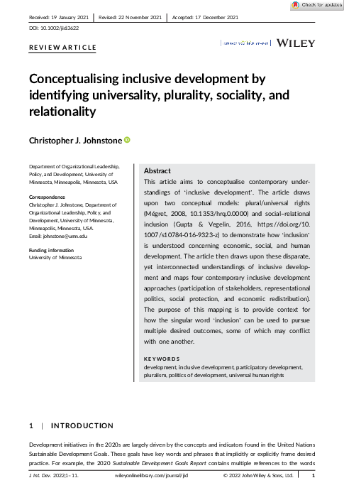 (PDF) Conceptualising inclusive development by identifying universality ...
