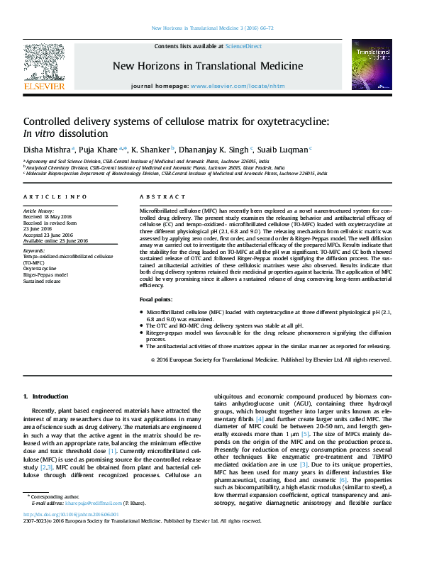 (PDF) Controlled delivery systems of cellulose matrix for ...