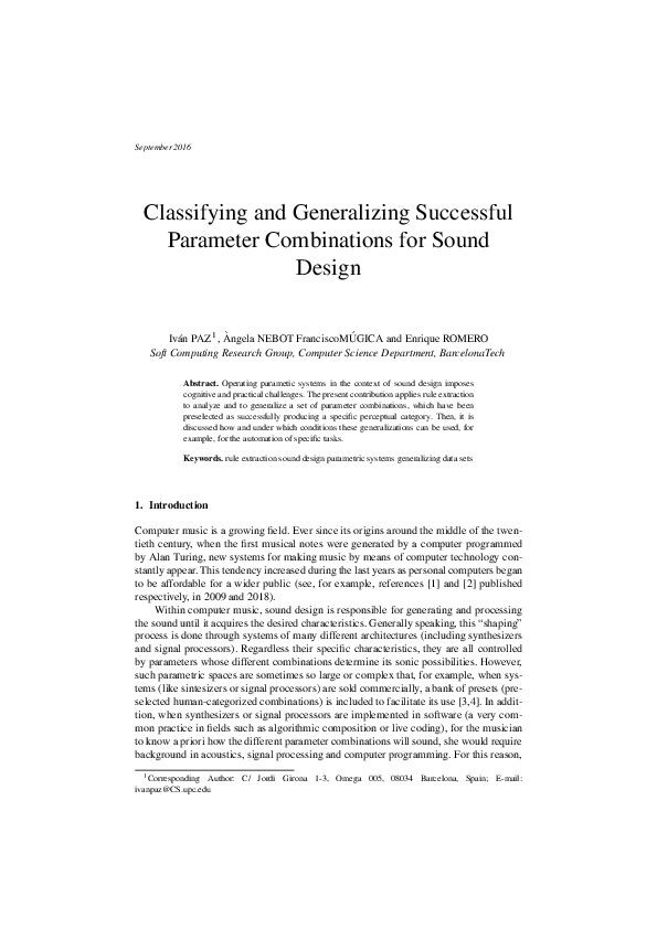 (PDF) Classifying and Generalizing Successful Parameter Combinations ...