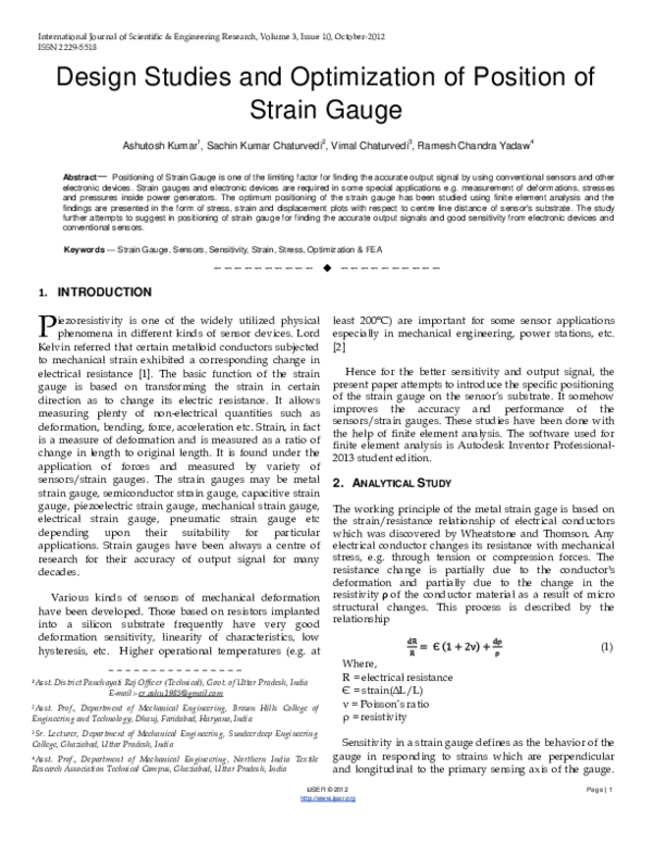 (PDF) Design Studies and Optimization of Position of Strain Gauge