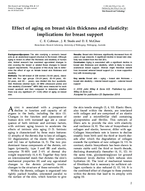 (PDF) Effect of aging on breast skin thickness and elasticity ...