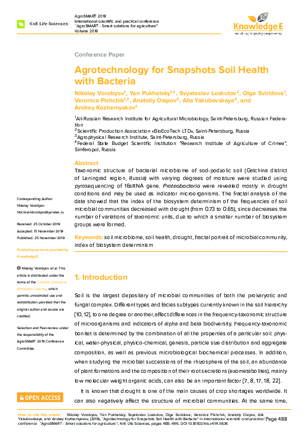 (PDF) Agrotechnology for Snapshots Soil Health with Bacteria