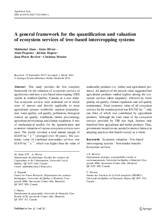 (PDF) First General Framework for the Quantification and Valuation of ...