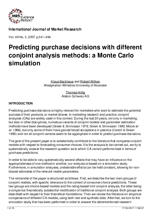(PDF) Predicting Purchase Decisions with Different Conjoint Analysis ...