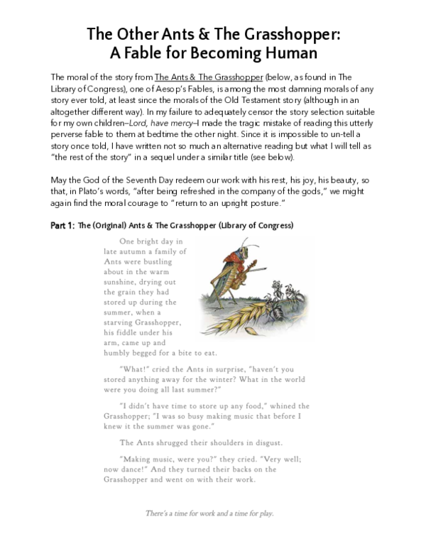 (PDF) The Other Ants & The Grasshopper: A Fable for Becoming Human