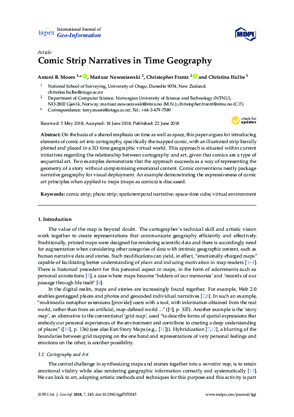 (PDF) Comic Strip Narratives in Time Geography