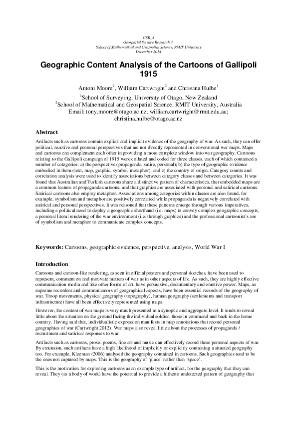(PDF) Geographic Content Analysis of the Cartoons of Gallipoli 1915 ...