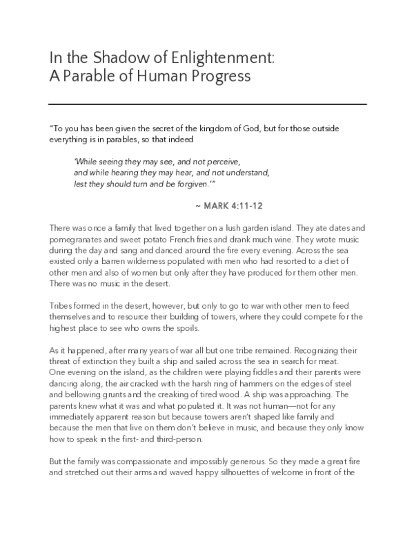 (PDF) In the Shadow of Enlightenment: A Parable of Human Progress