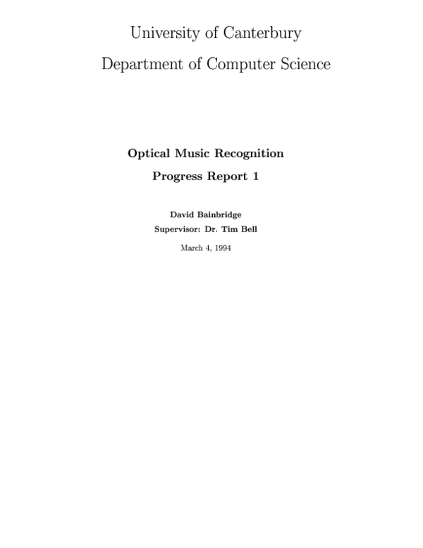 (PDF) Optical Music Recognition : Progress Report 1