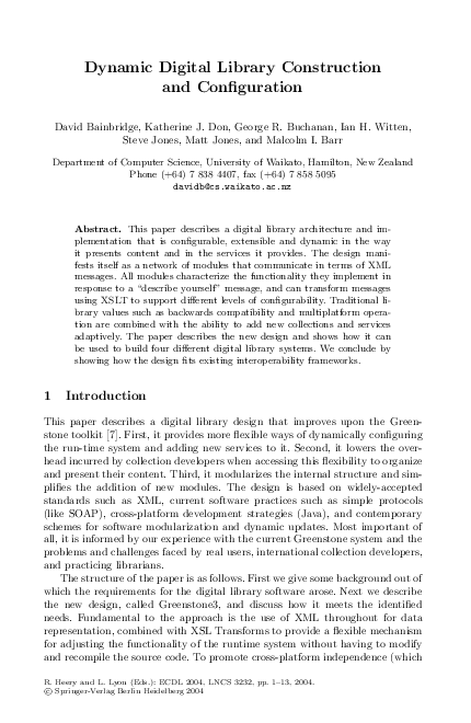 (PDF) Dynamic Digital Library Construction and Configuration