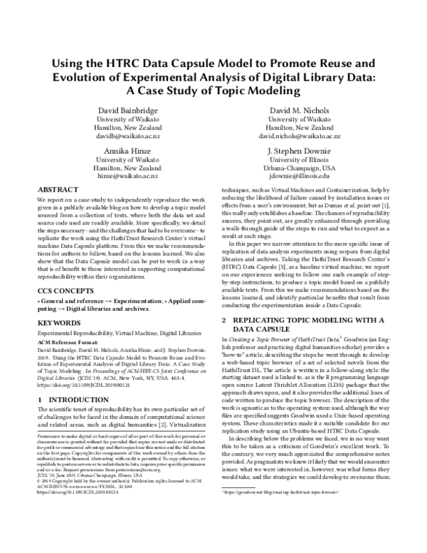 (PDF) Using the HTRC Data Capsule Model to Promote Reuse and Evolution ...