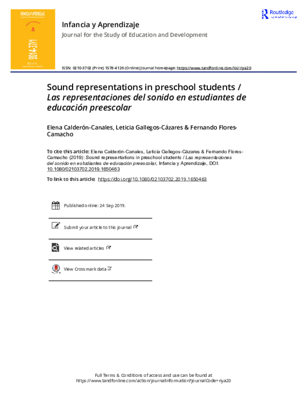 (PDF) Sound representations in preschool students / Las ...