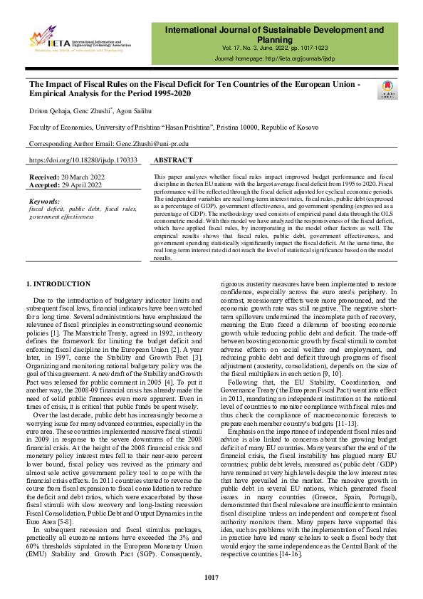 (PDF) The Impact of Fiscal Rules on the Fiscal Deficit for Ten ...