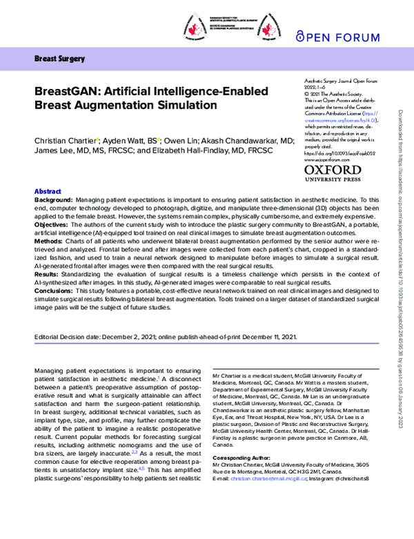(PDF) BreastGAN: Artificial Intelligence-Enabled Breast Augmentation ...