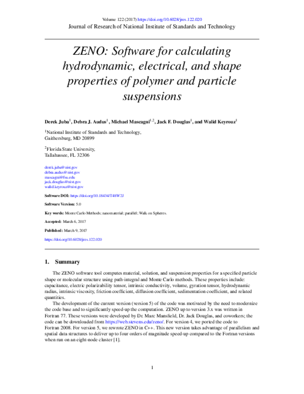 (PDF) ZENO: Software for calculating hydrodynamic, electrical, and ...