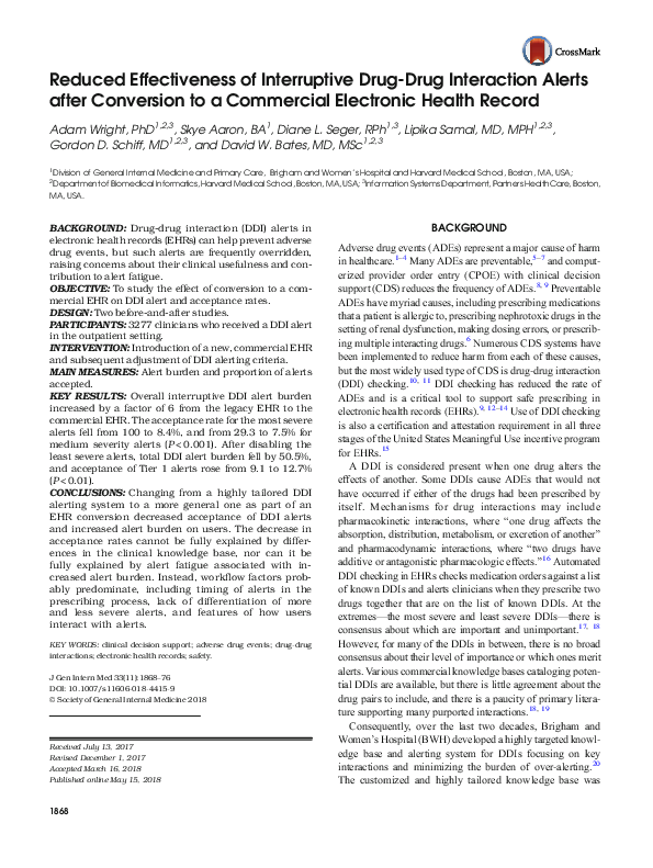 (PDF) Reduced Effectiveness of Interruptive Drug-Drug Interaction ...