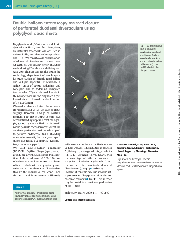 (PDF) Double-balloon enteroscopy-assisted closure of perforated ...